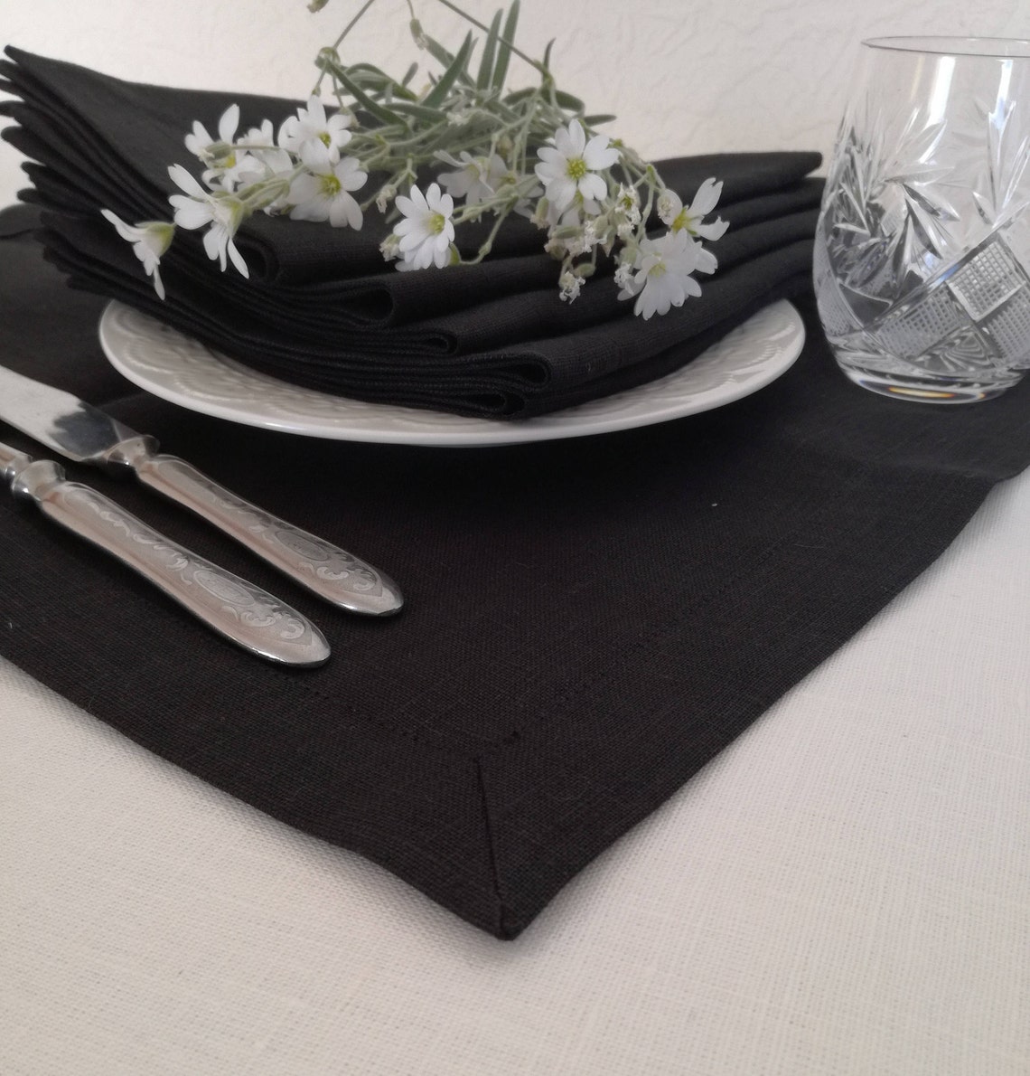 Black Linen Tablecloth Pure Linen Tablecloth Natural Linen - Etsy