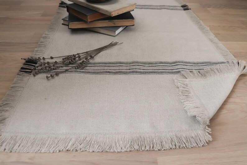 Thick Linen Rug in Grain Sack Pattern Striped Linen Mat - Etsy