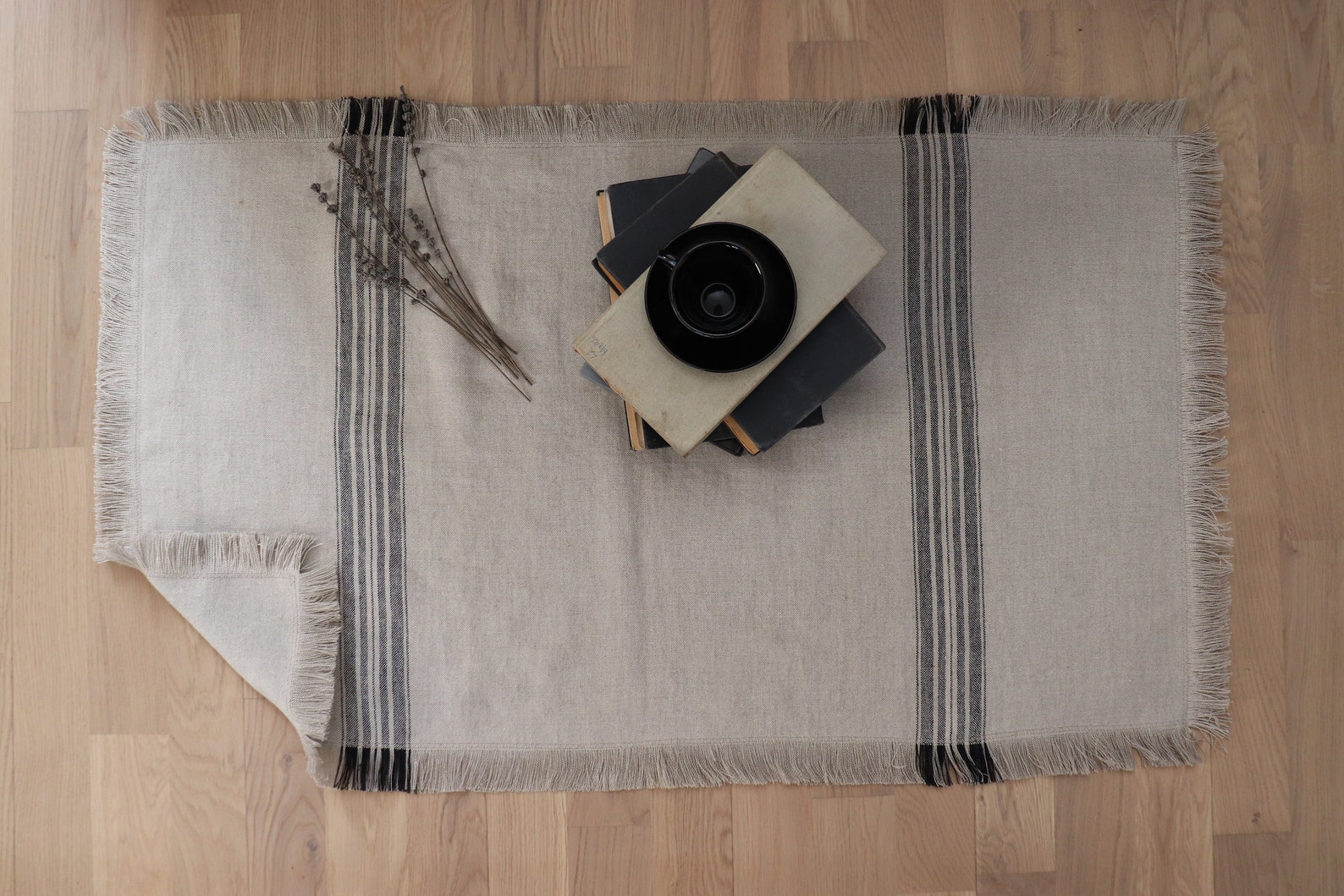 Thick Linen Rug in Grain Sack Pattern Striped Linen Mat - Etsy