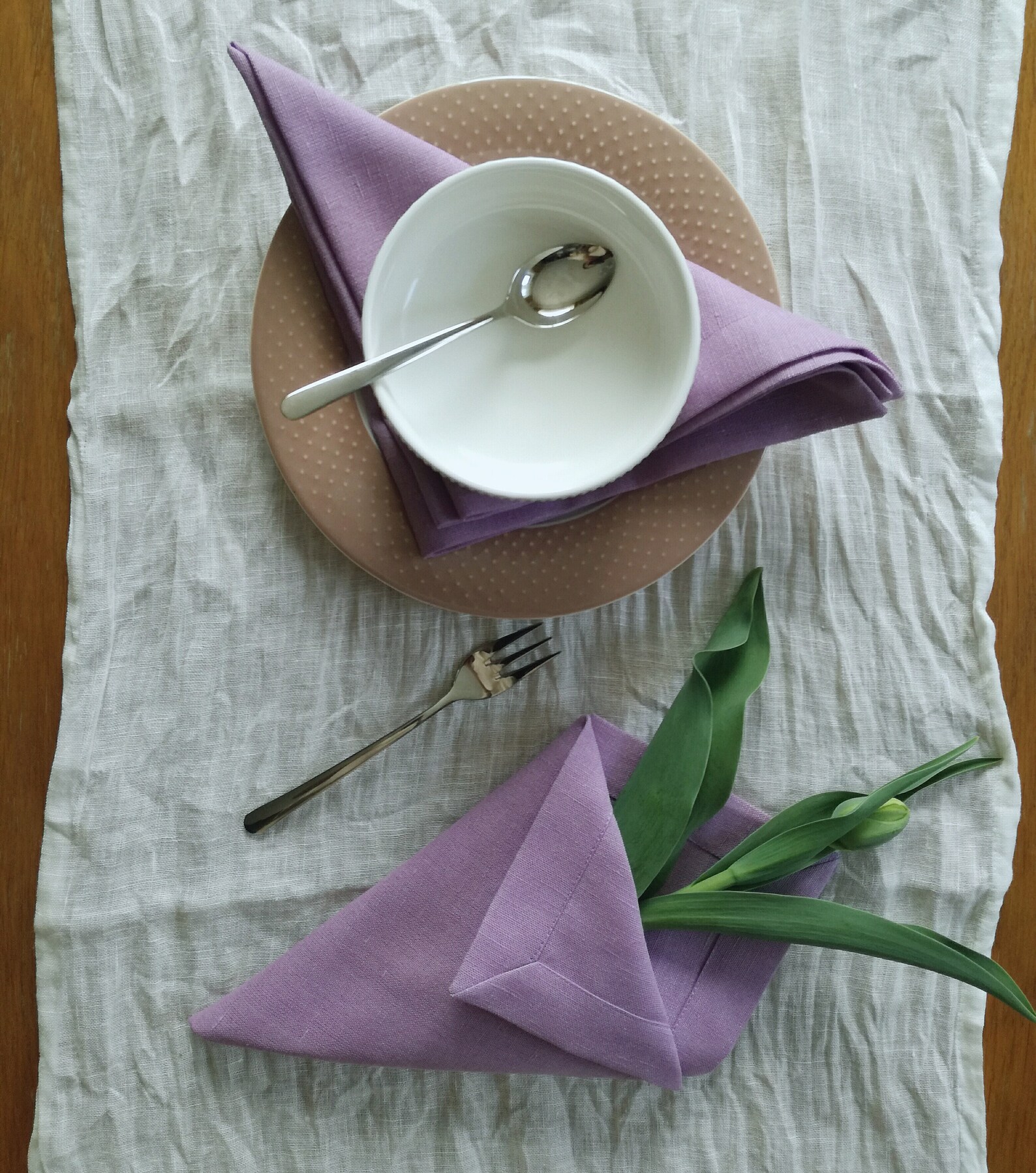Lilac Linen Napkin Set 6 8 10. Rose Linen Napkins of Natural - Etsy