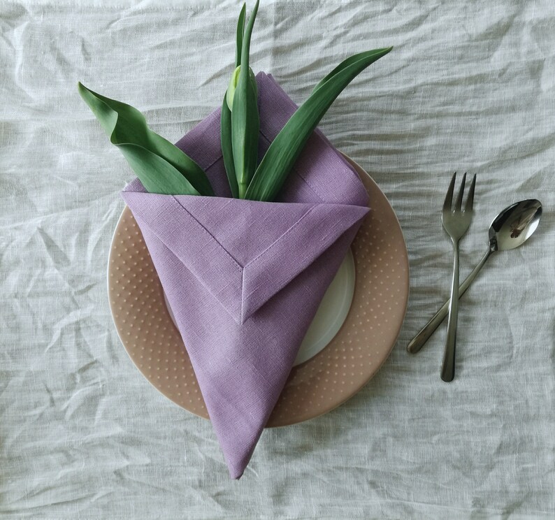 Lilac Linen Napkin Set 6 8 10. Rose Linen Napkins of Natural - Etsy