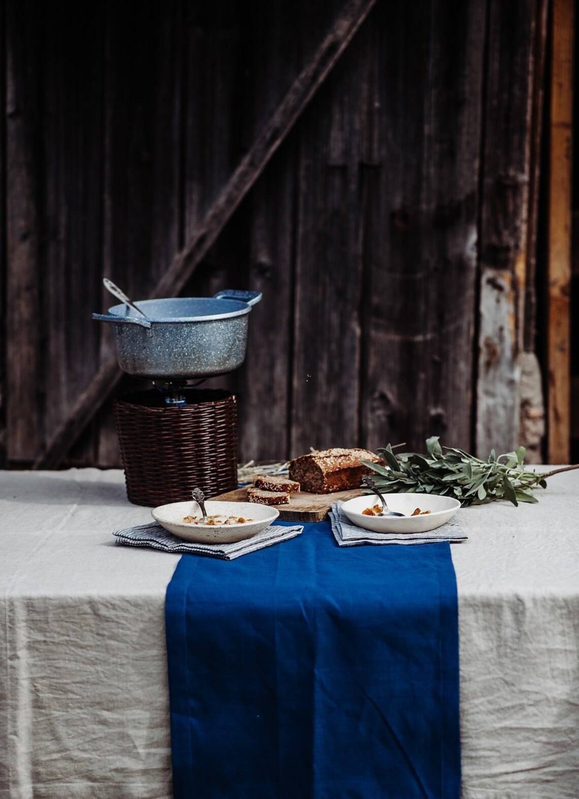 Dark Blue Table Runner Pure Linen Table Runner Blue Table - Etsy