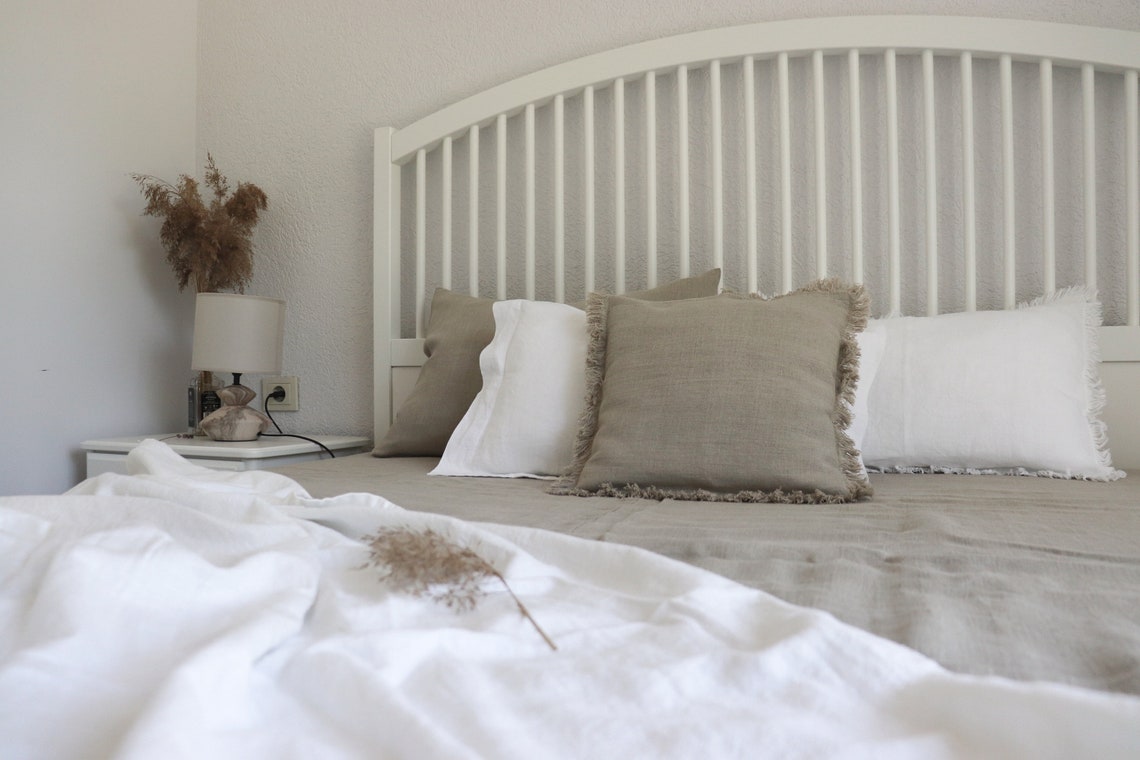 White Pure Linen Blanket Linen Throw Blanket Linen Bed | Etsy