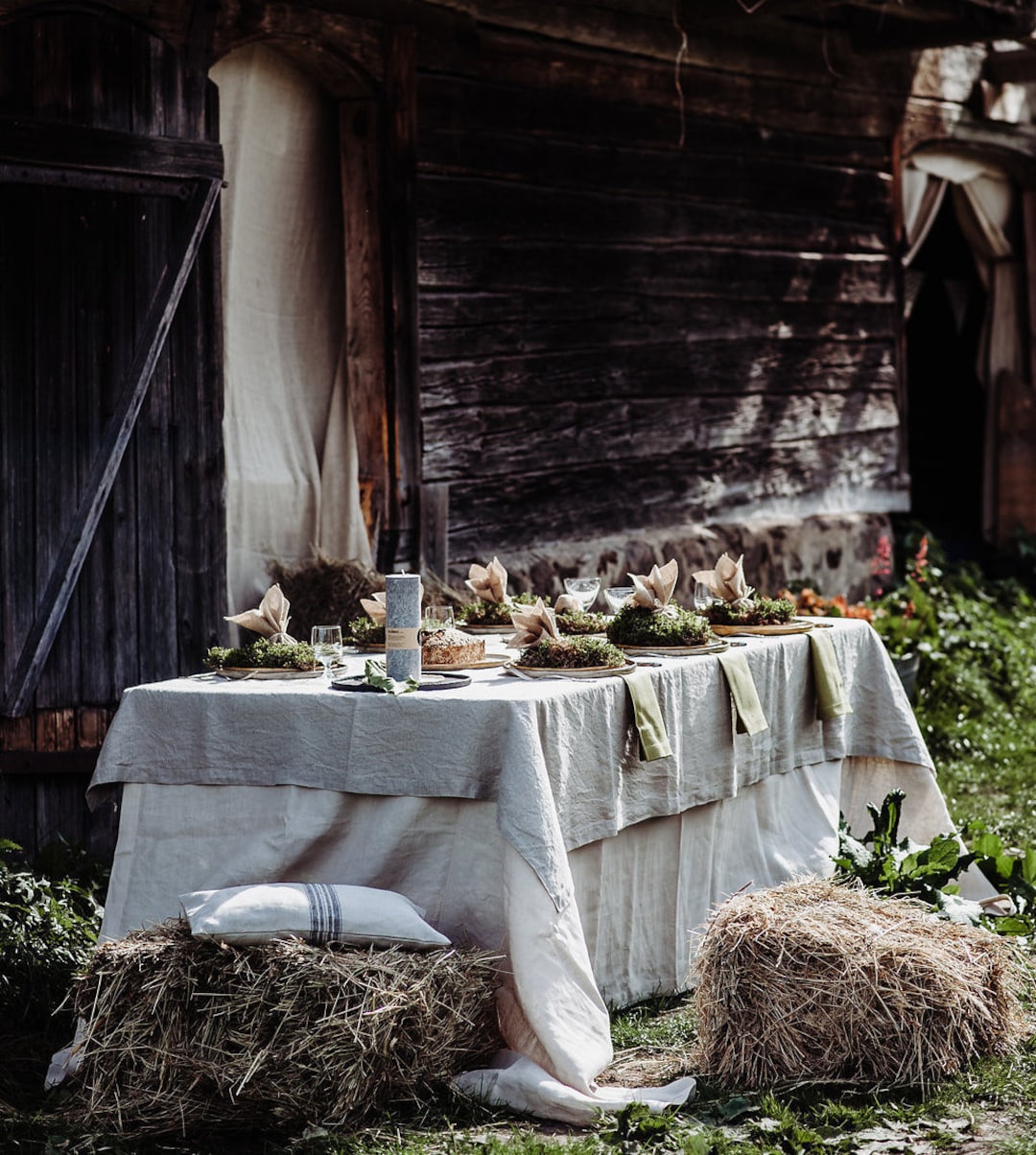 Washed Natural Linen Tablecloth - Pure Linen Tablecloth - Washed Linen ...