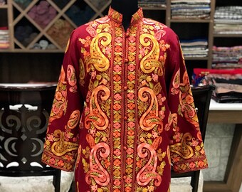 Kashmiri Embroidery Coat Long Jacket Embroidered Jacket for | Etsy