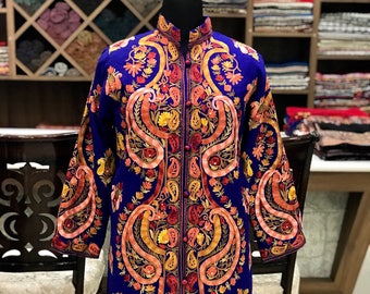 Kashmiri Embroidery Coat Long Jacket Embroidered Jacket for - Etsy