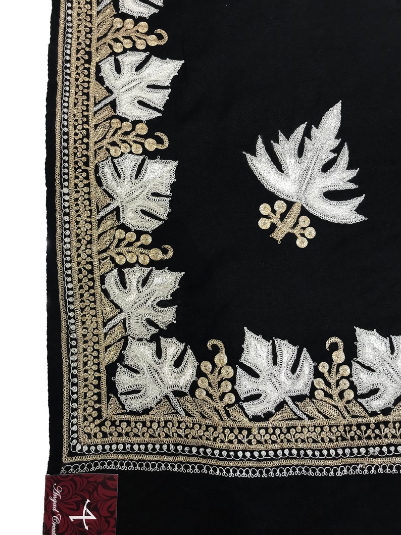 Black Pure Pashmina Shawl With Tilla Embroidery Zari - Etsy Canada