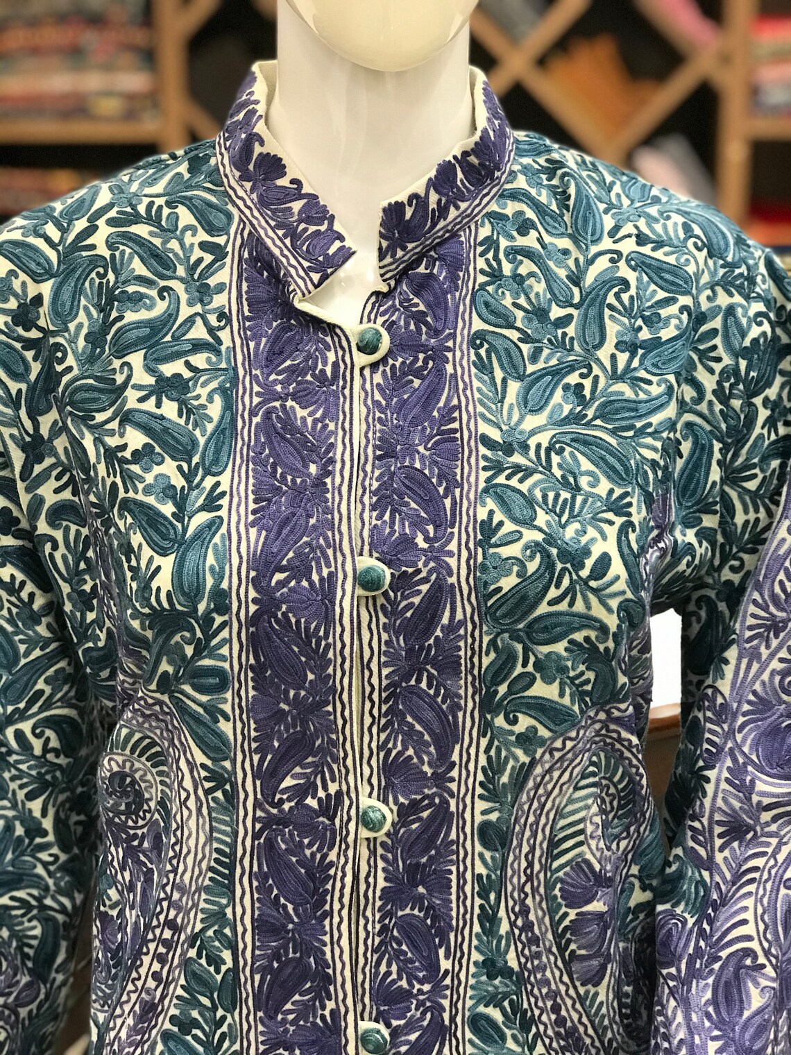 Kashmiri Jamawar Embroidered Coats, Long Coat, White Women Coat ...