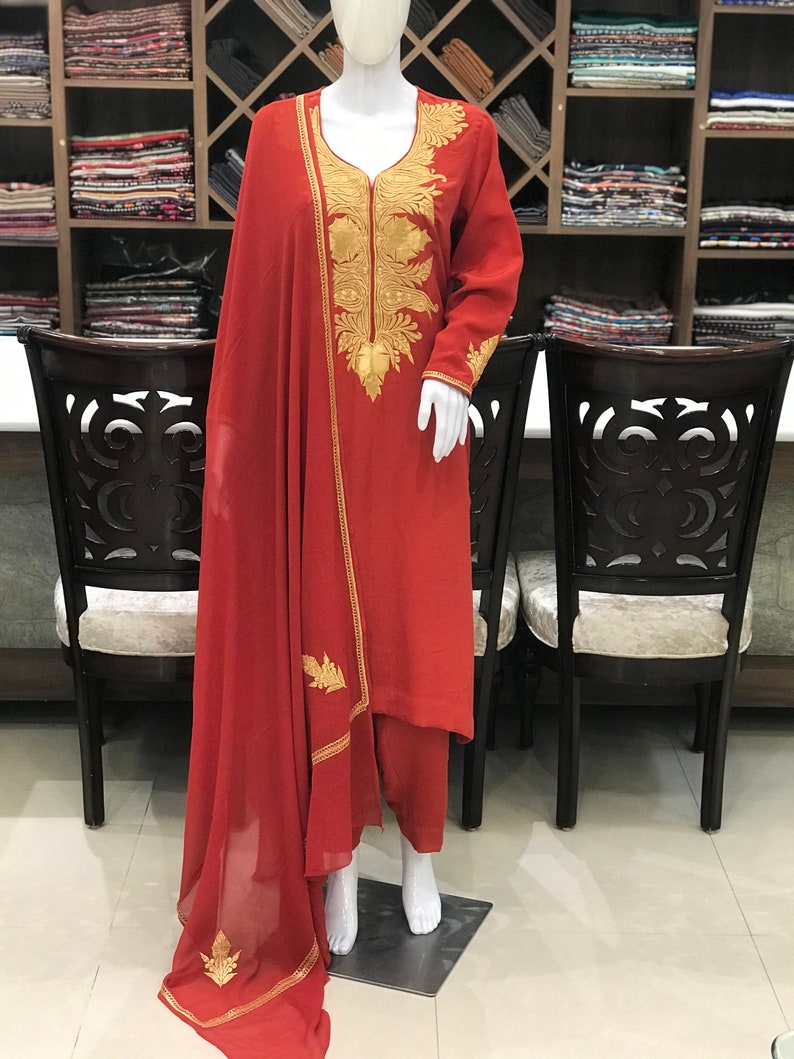 Hand Tilla Embroidered Kashmiri Suit Designer Salwar Suits - Etsy