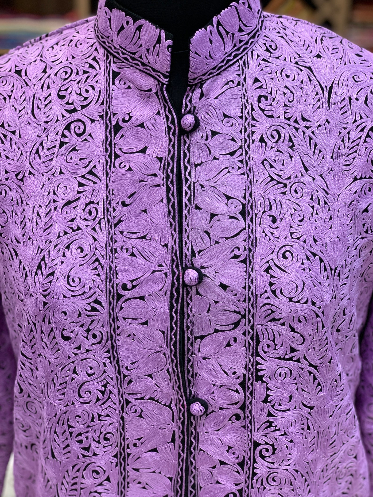 Kashmiri Jamawar Embroidered Coats Long Coat Black Women | Etsy