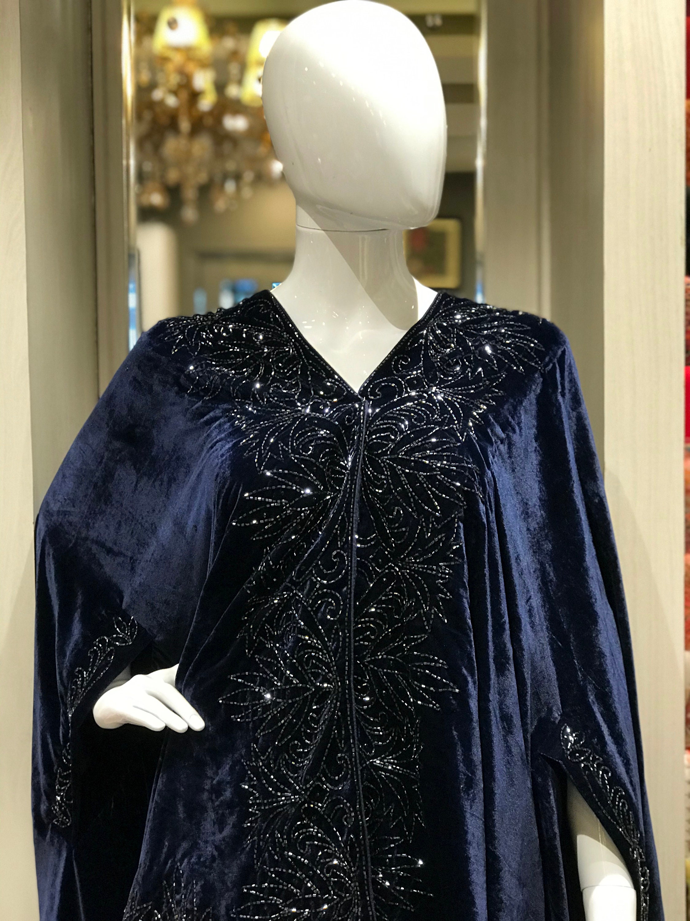 Blue Velvet Cape With Hand Cut Daana Work, Velvet Poncho, Graduation ...
