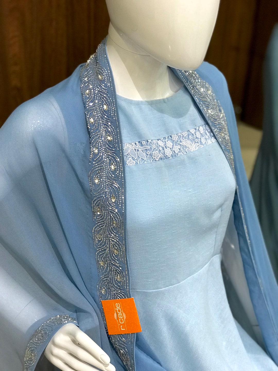 Blue Viscose Georgette Summer Cape With Hand Cut Daana Work, Summer ...