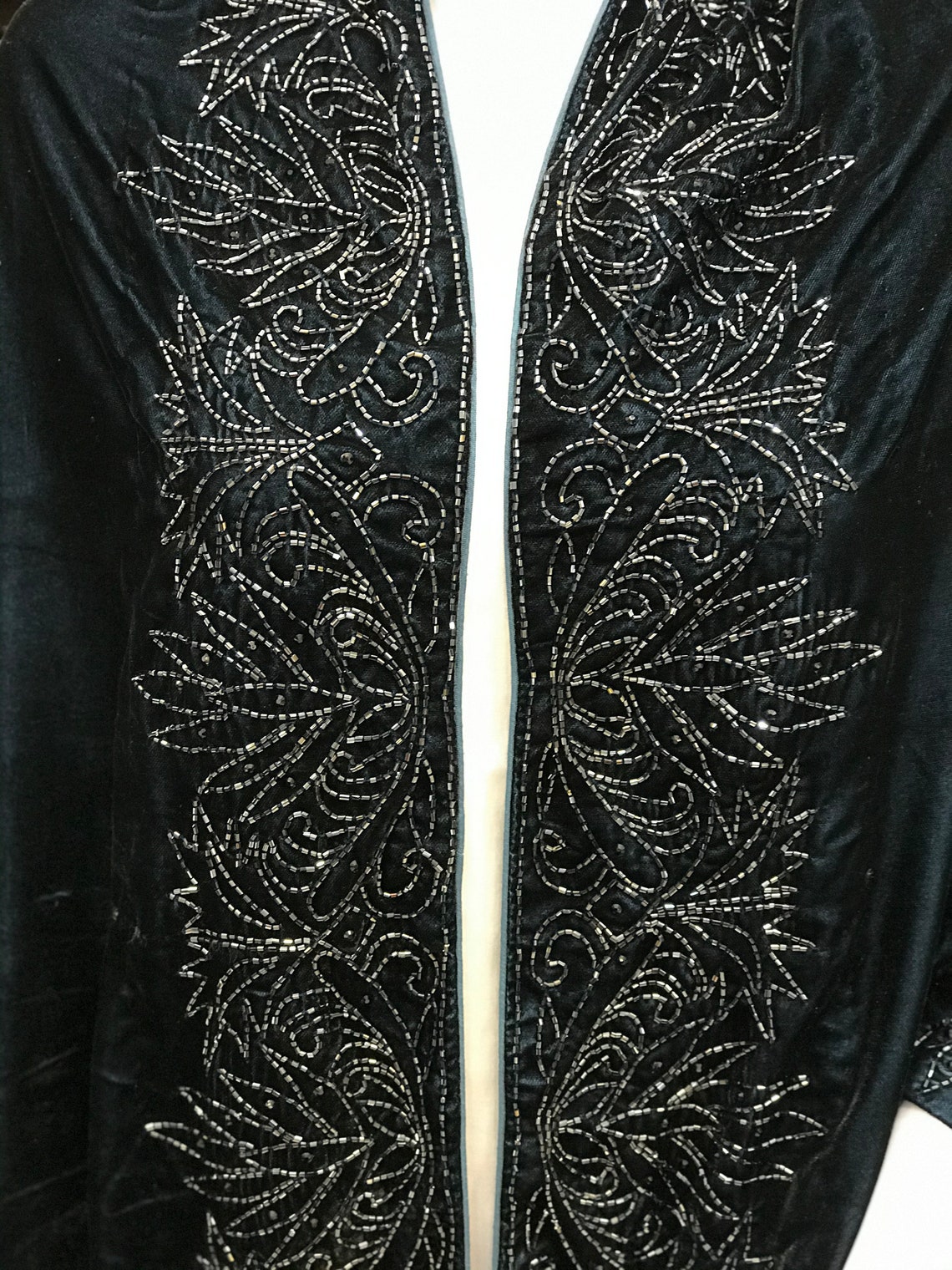 Blue Velvet Cape With Hand Cut Daana Work, Velvet Poncho, Hand Work ...