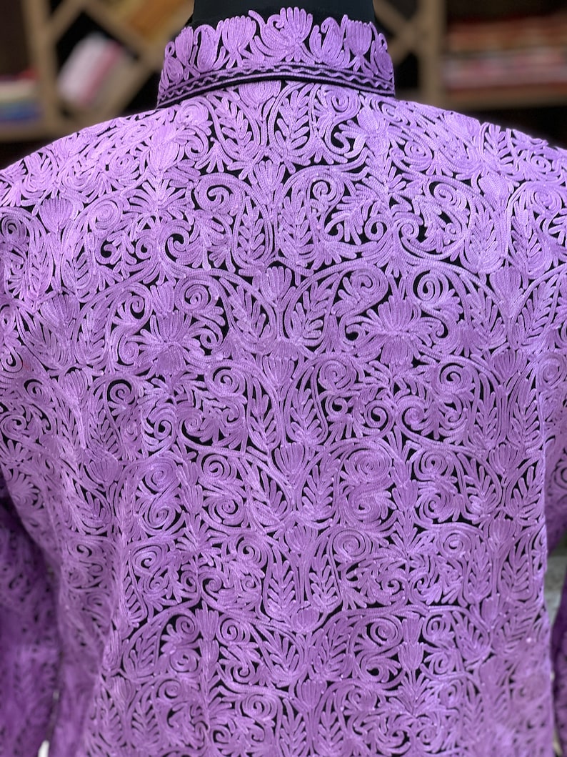 Kashmiri Jamawar Embroidered Coats Long Coat Black Women - Etsy