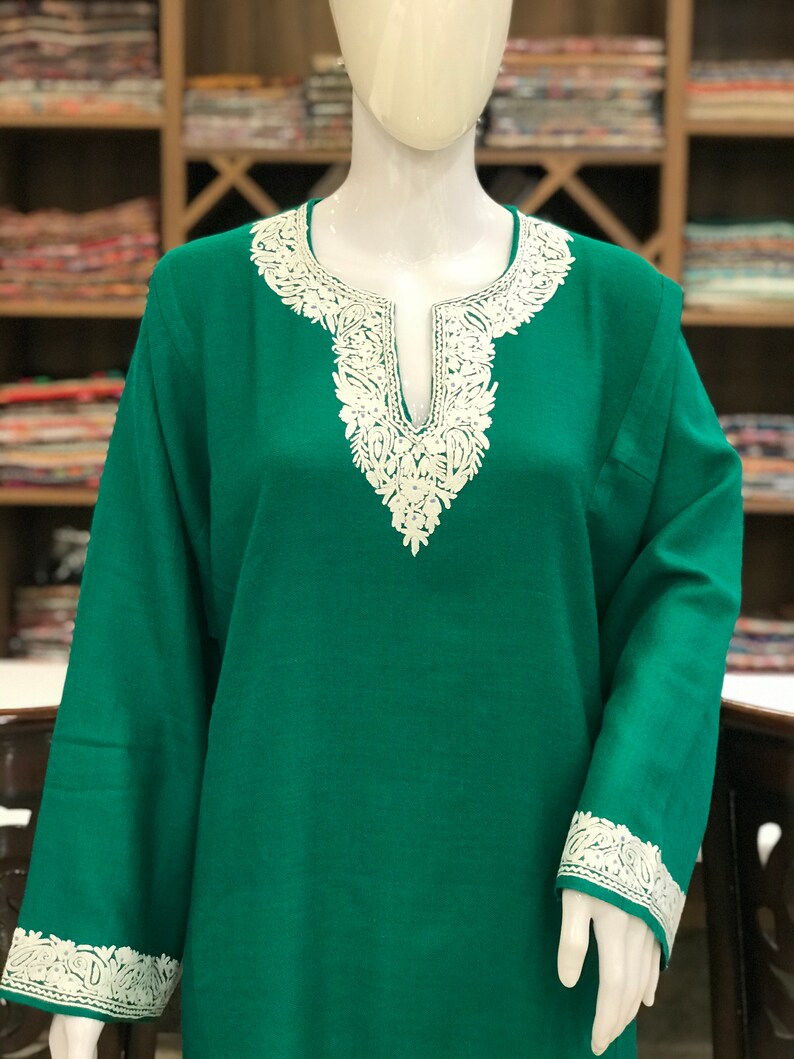 Woollen Phiran With Aari Embroidery, Kashmiri Phirans, Women Tunics ...