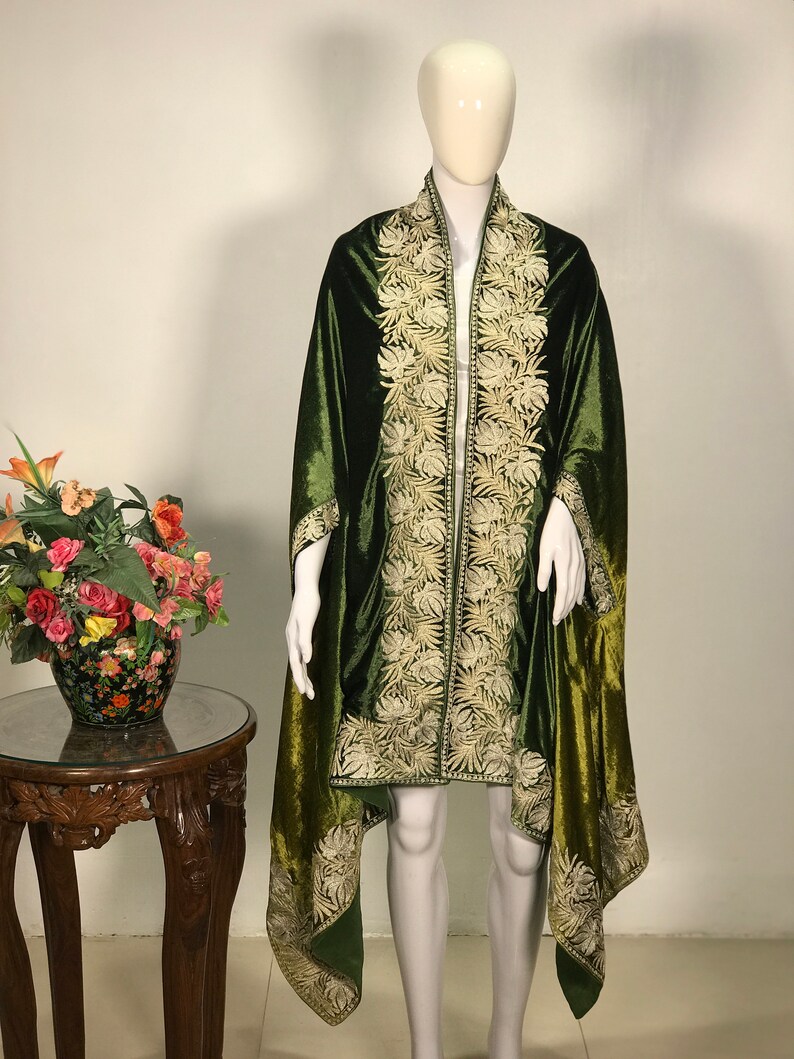Gloss Velvet Ombre Cape, Royal Kashmir Orni Shawl, Velvet Embroidered ...