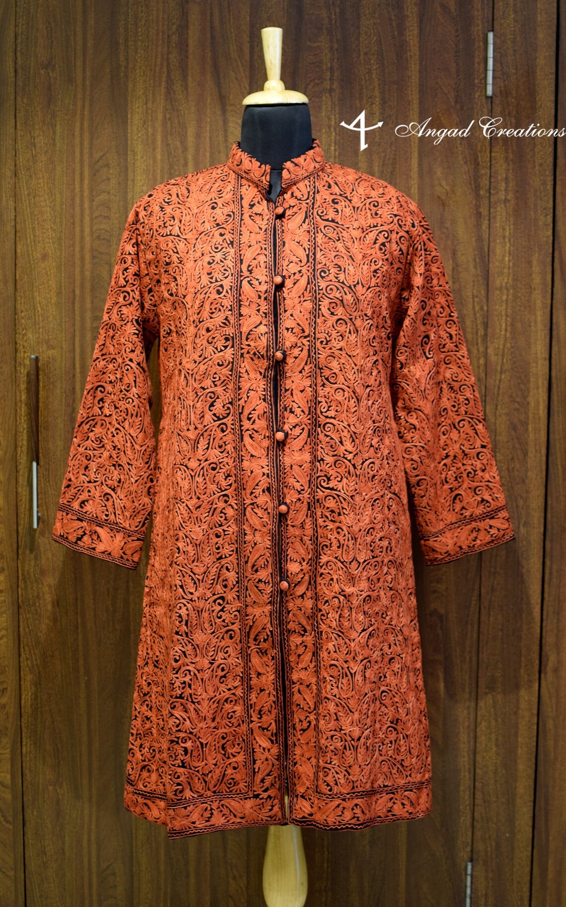 Kashmiri Jamawar Embroidered Coats Long Coat Black Women | Etsy