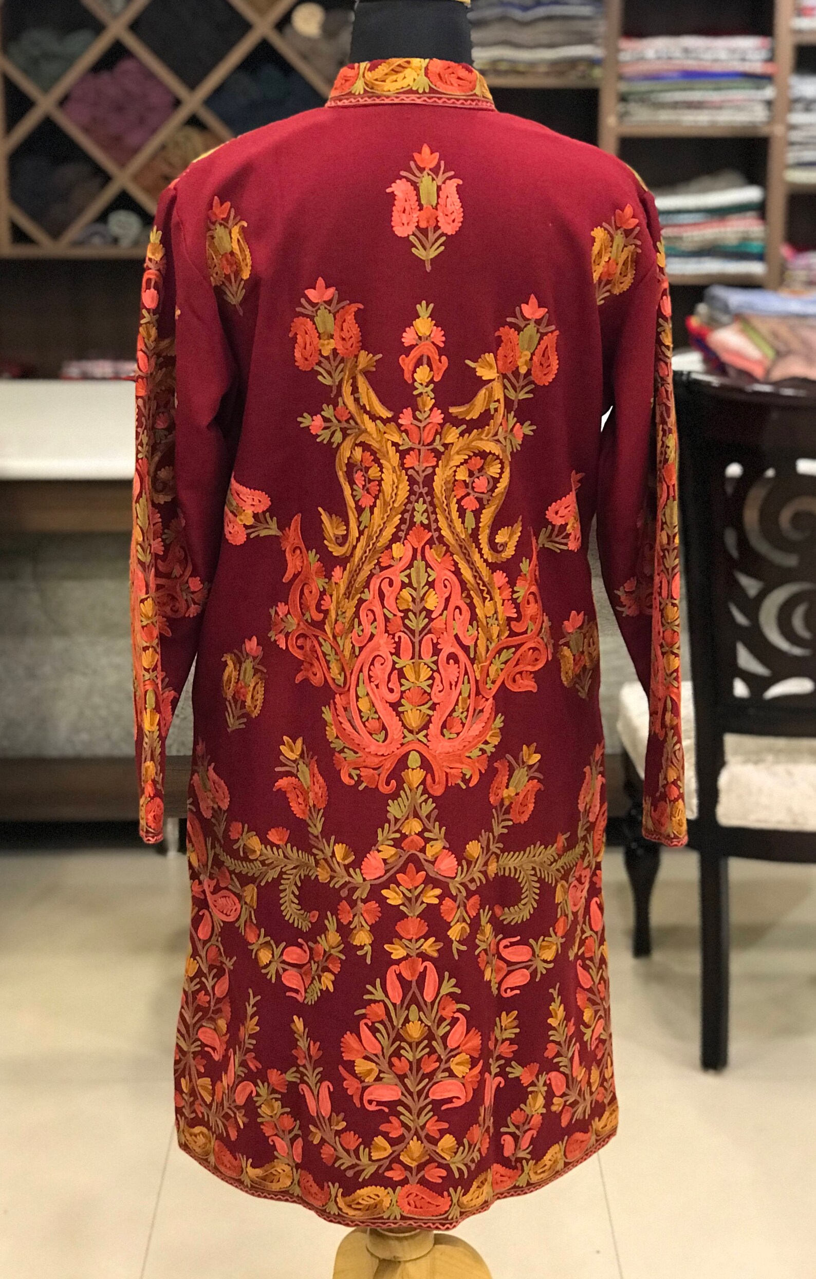 Kashmiri Jacket, Kashmiri Coat, Embroidered Jacket, Indian Jacket, Boho ...
