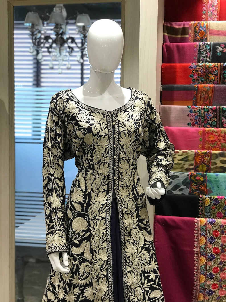 Steps Flared Women Dress With Kashmiri Tilla Embroidery | Etsy