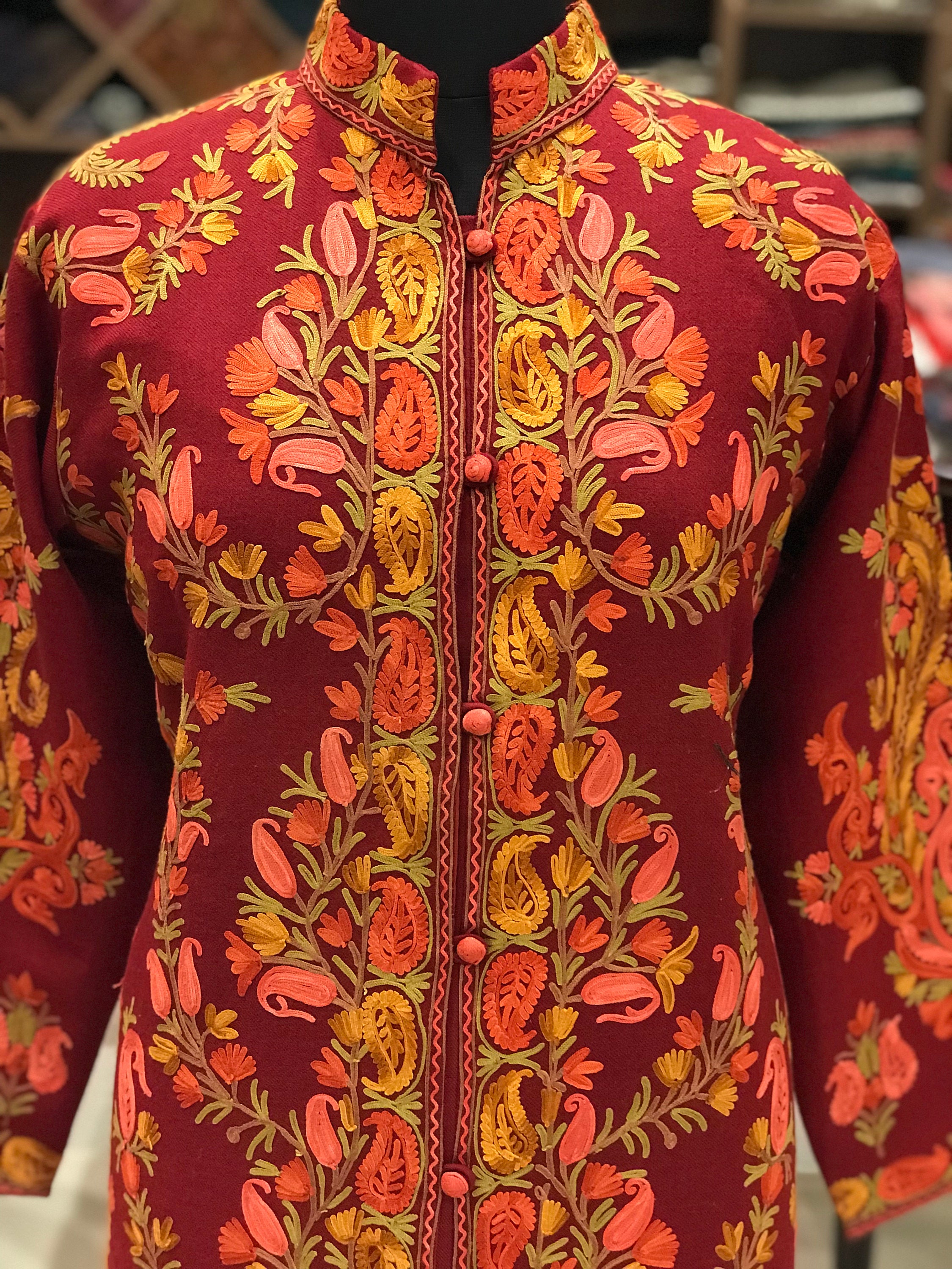 Kashmiri Jacket, Kashmiri Coat, Embroidered Jacket, Indian Jacket, Boho ...