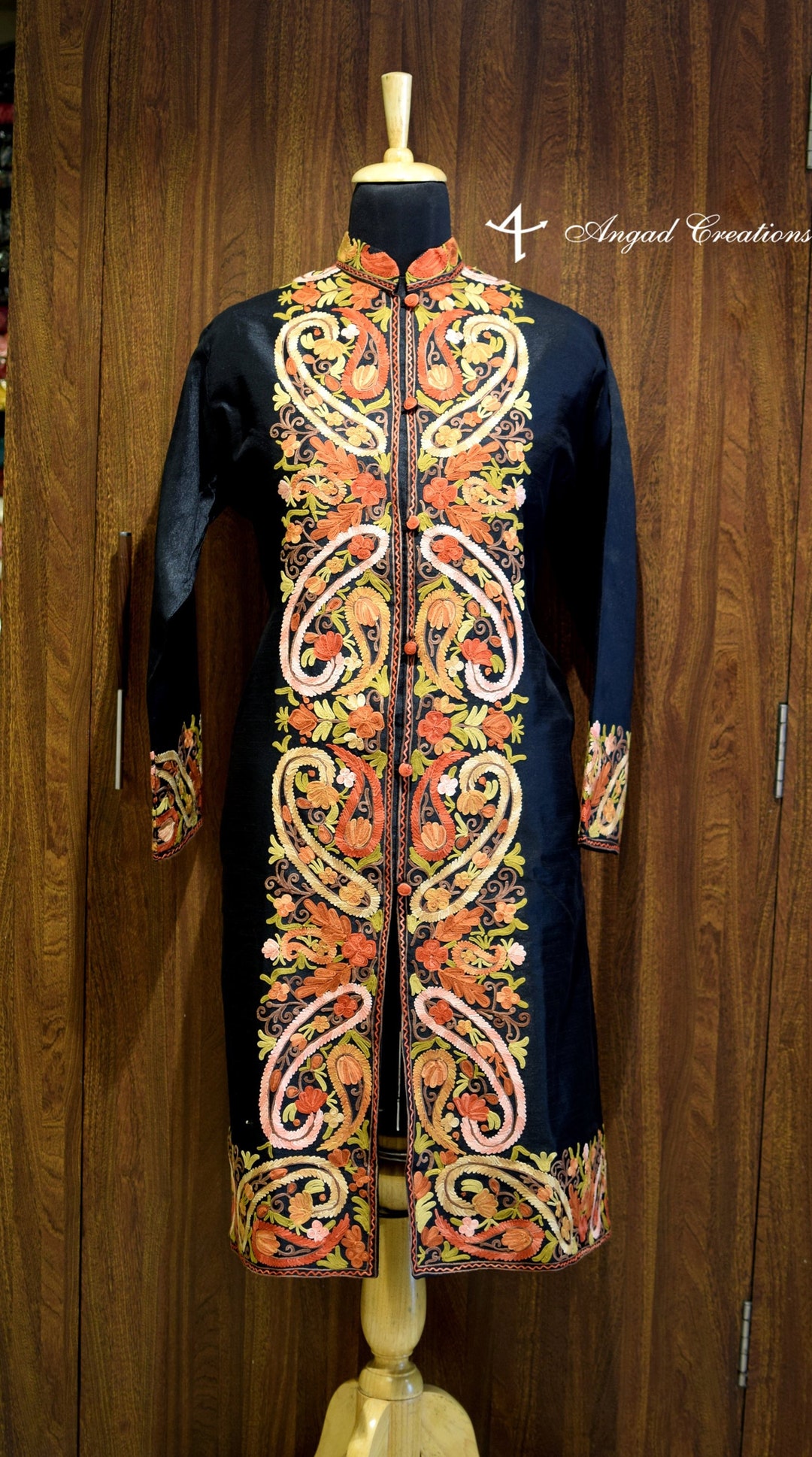Embroidered Kashmiri Jacket, Kashmiri Coat, Long Indian Coat, Boho ...