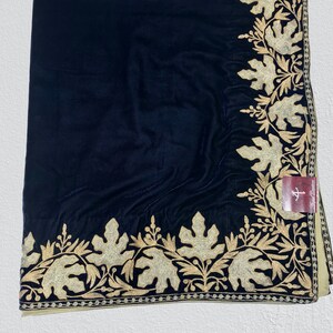 Maple Design Velvet Shawl, Royal Orni, Hippie Shawls, Tilla Embroidered ...