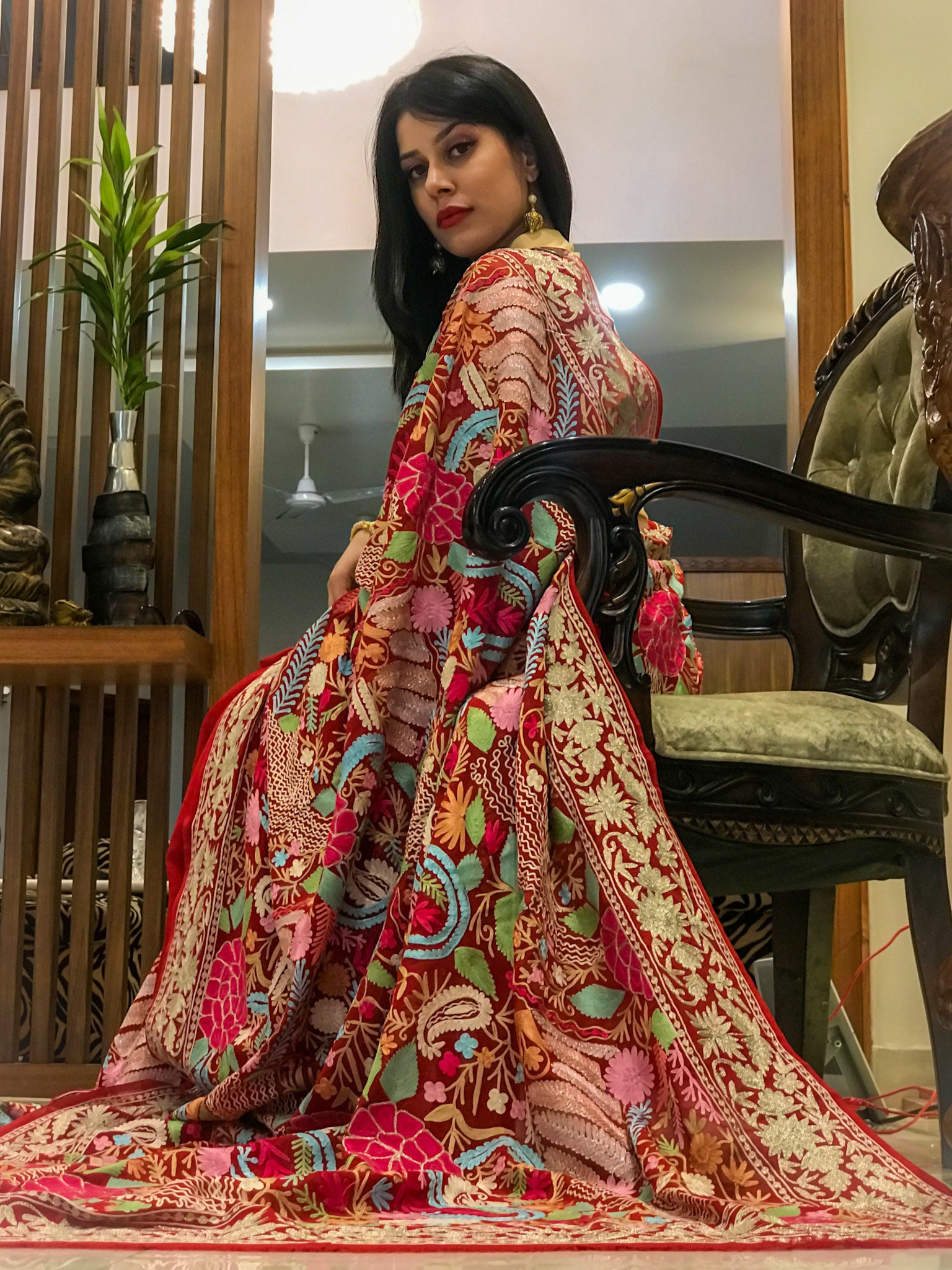 Aari Embroidered Kashmiri Saree Indian Ethnic Dress - Etsy Canada