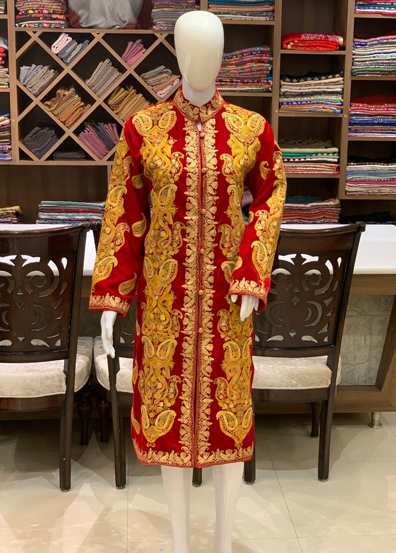 Velvet Coat Long Coat Embroidered Coat for Woman Kashmiri - Etsy