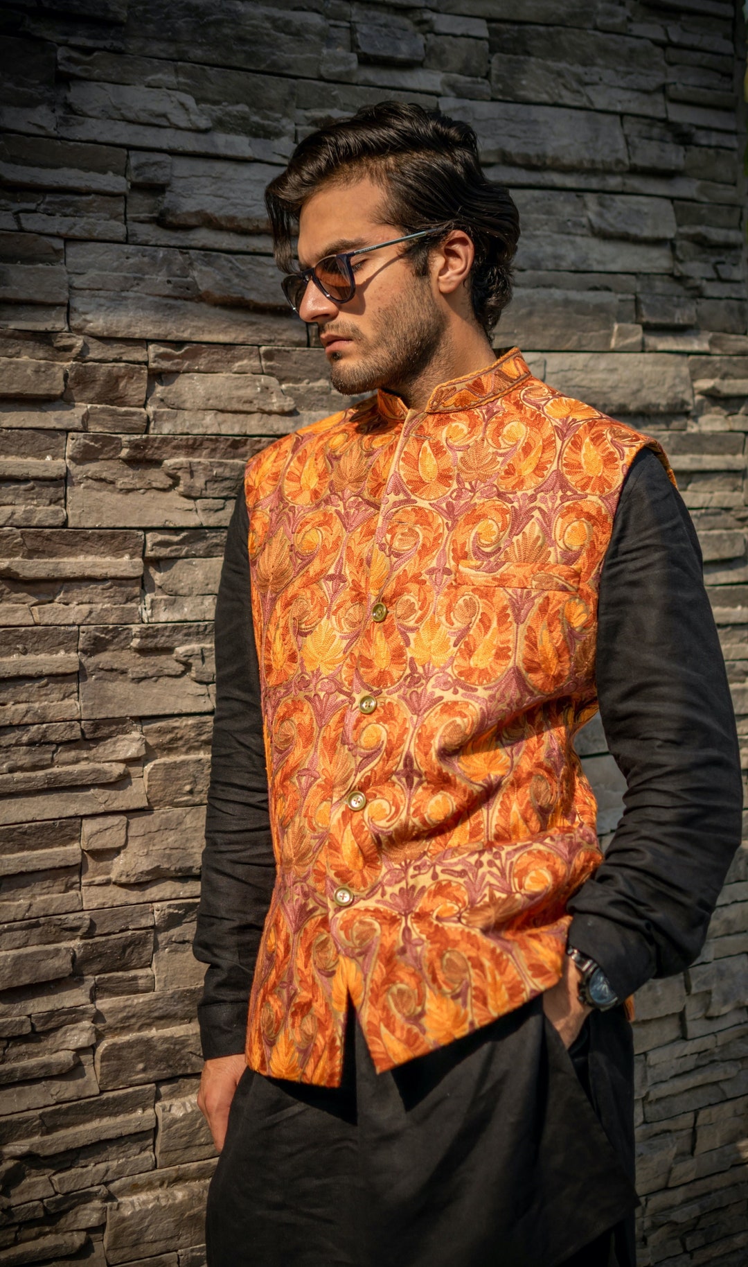 Nehru Jacket With Kashmiri Aari Embroidery, Embroidered Nehru Jackets ...