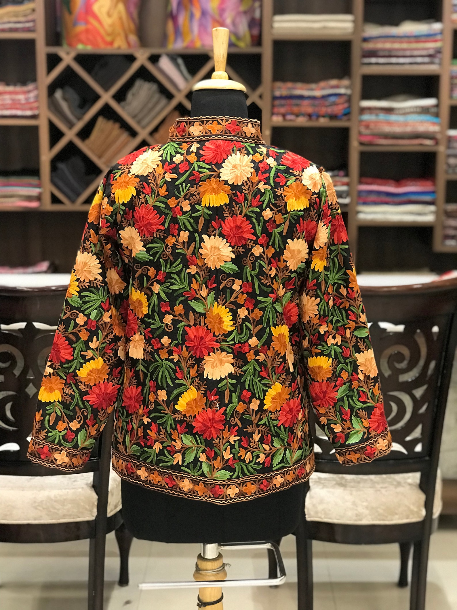 Black Embroidered Jacket Kashmiri Jacket Multi-color Aari | Etsy