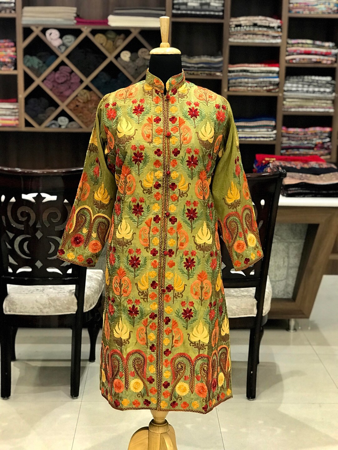 Indian Embroidery Jacket, Kashmiri Vintage Coat, Traditional Boho ...