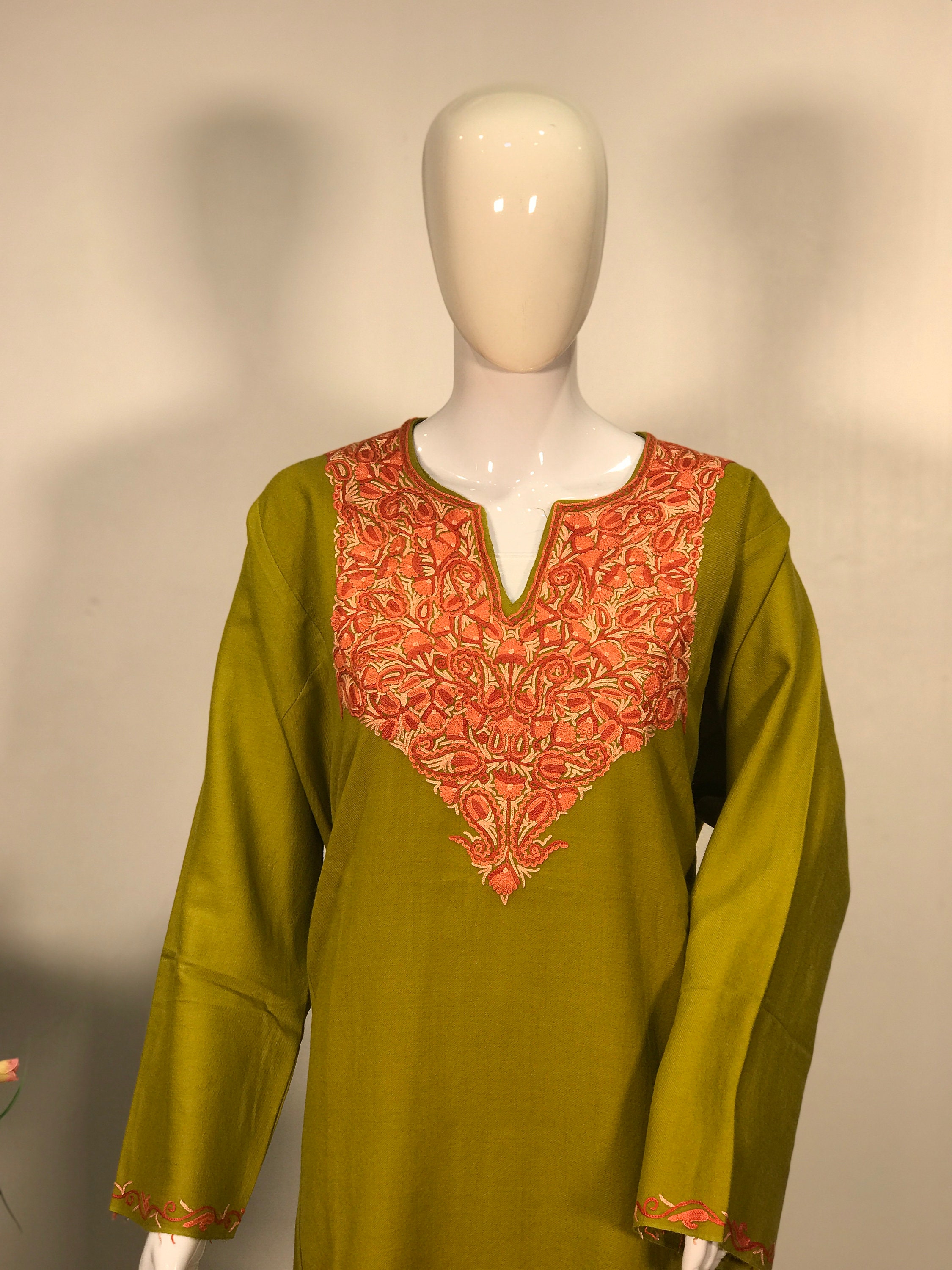 Woollen Phiran With Aari Embroidery, Kashmiri Phirans, Women Tunics ...