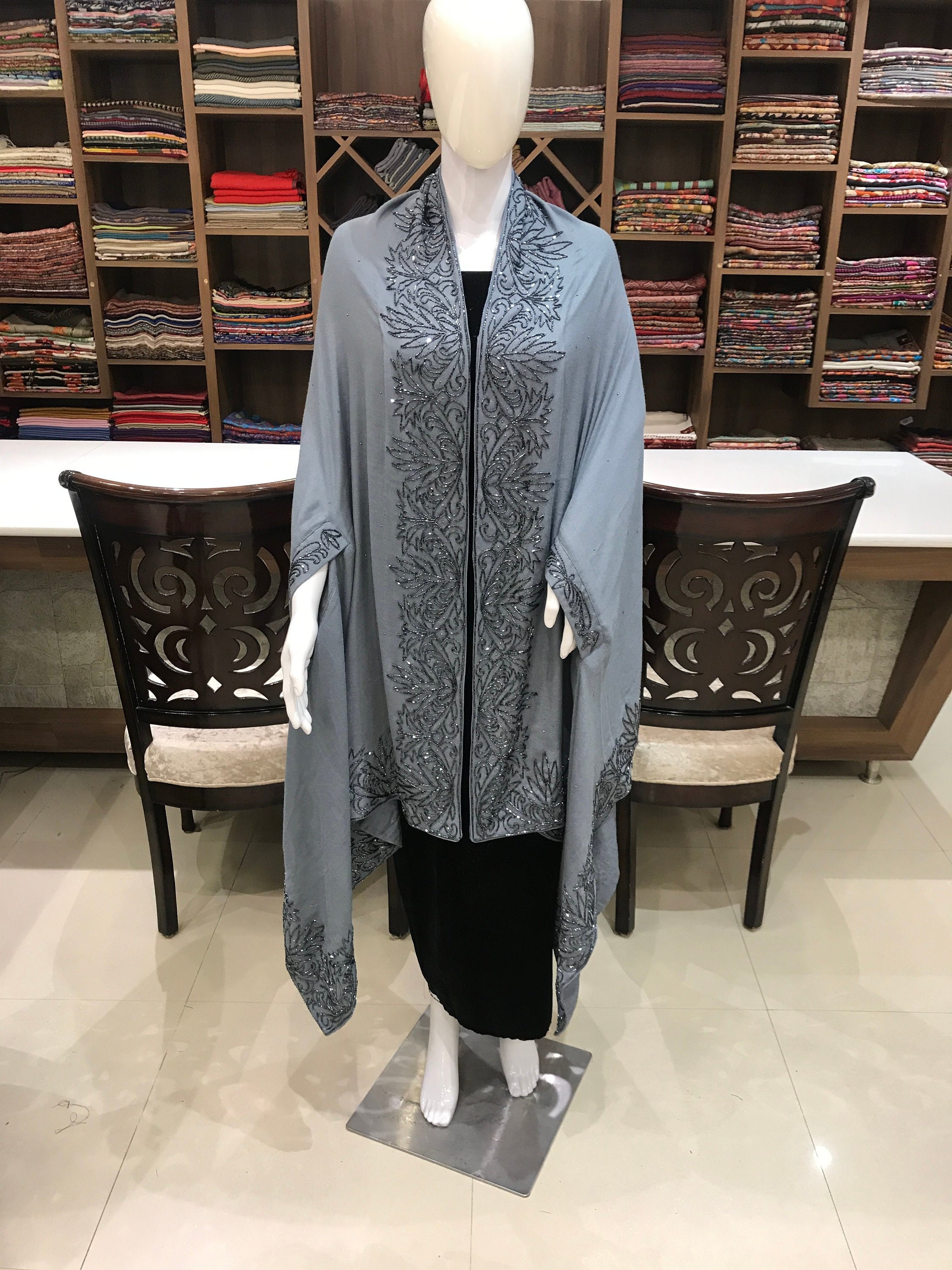 Grey Pure Wool Cape With Hand Cut Daana Work Pure Wool | Etsy