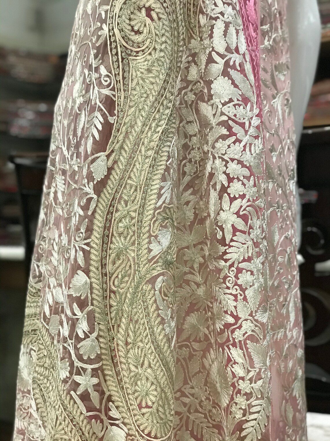 Net Saree With All-over Kashmiri Aari Embroidery Indian - Etsy