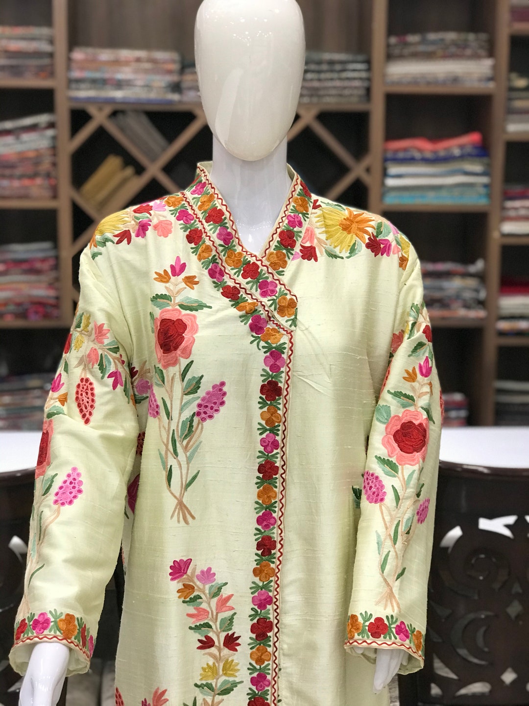 Floral Embroidered Robe, Women Indian Kaftan, Boho Robe, Plus Size ...