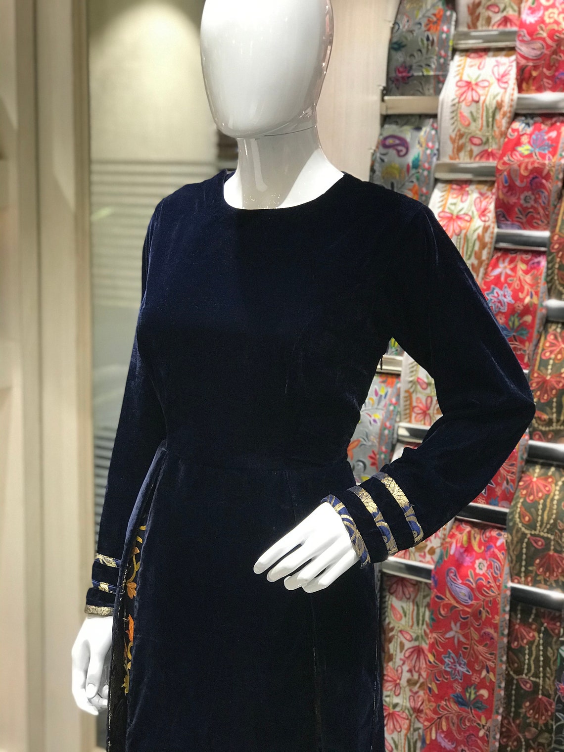 Velvet Dress With Kashmiri Aari Embroidered Pants Velvet - Etsy