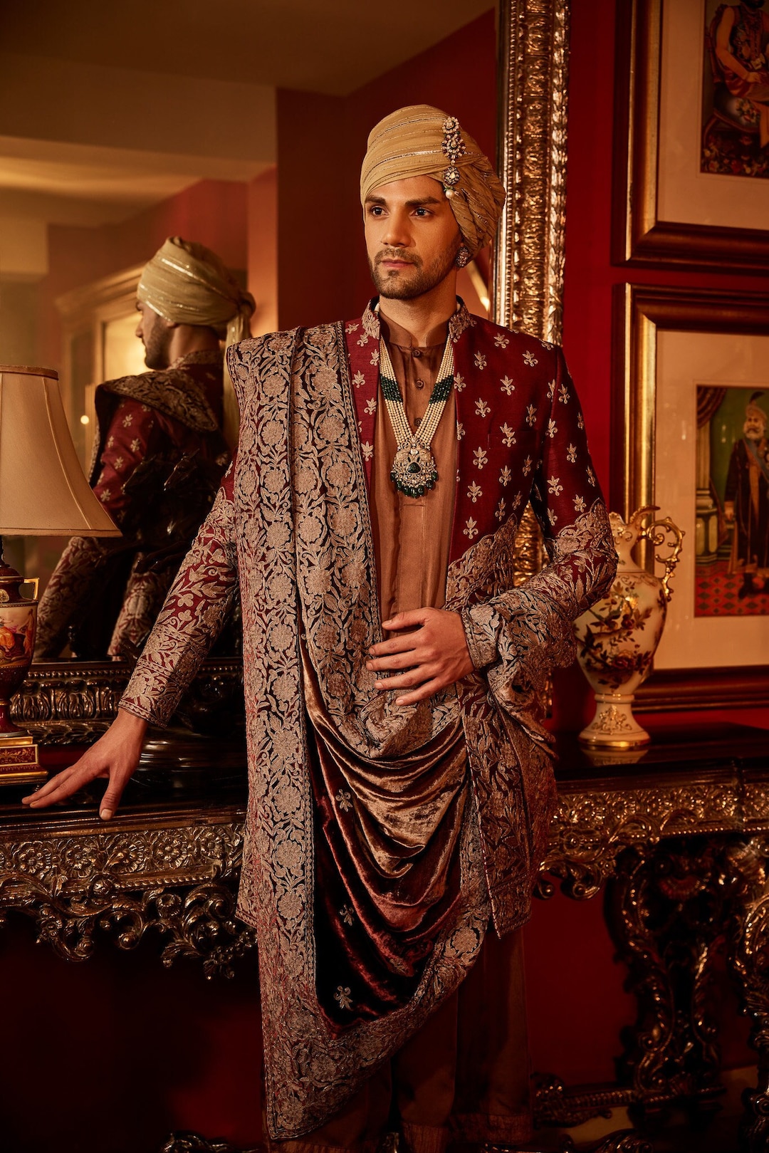Balhan-e-shaan, Mens Raw Silk Sherwani, Designer Groom Wedding Outfit ...