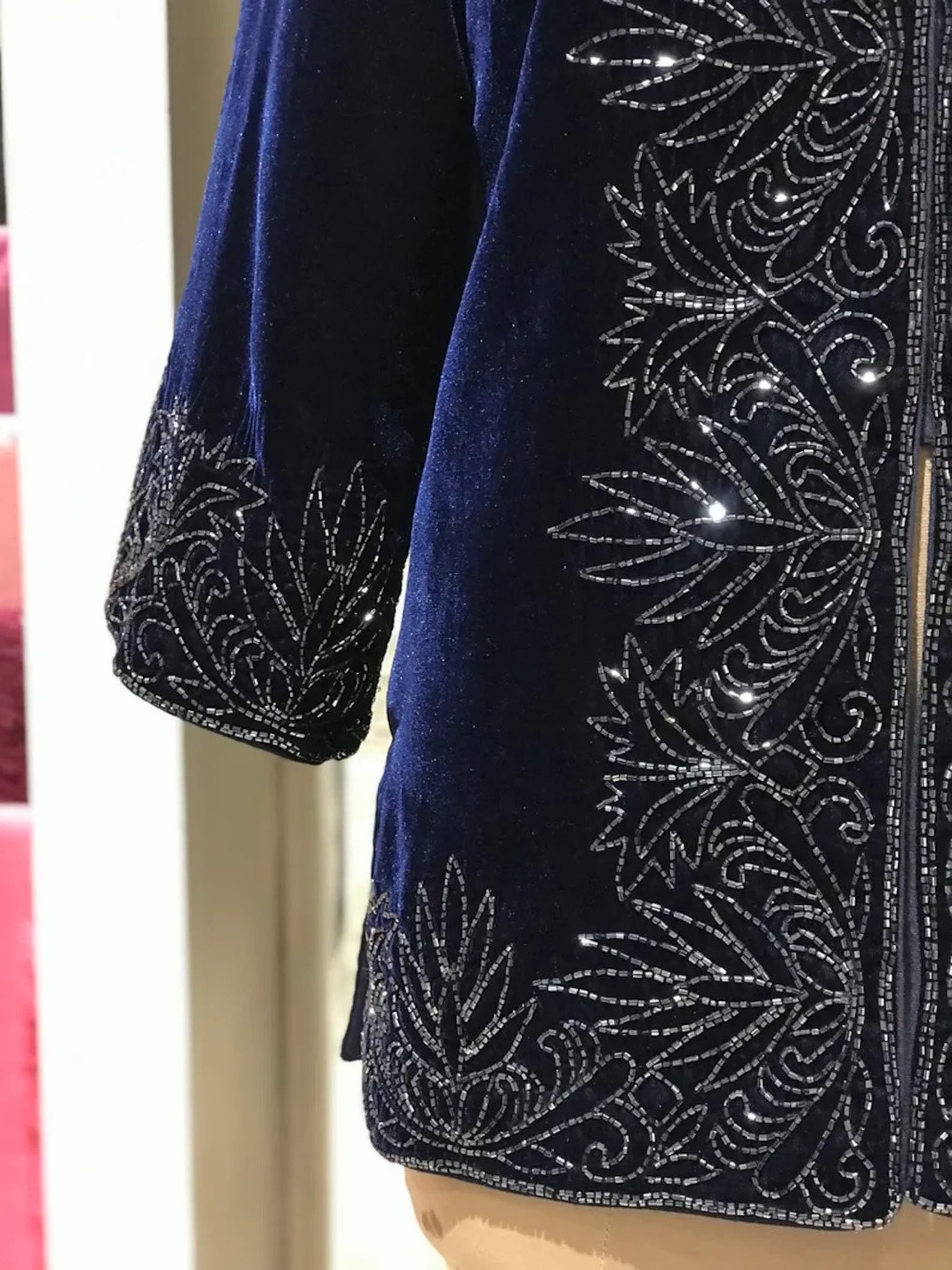 Wine Velvet Embroidered Jacket Hand Cut-daana Work Embroidery - Etsy