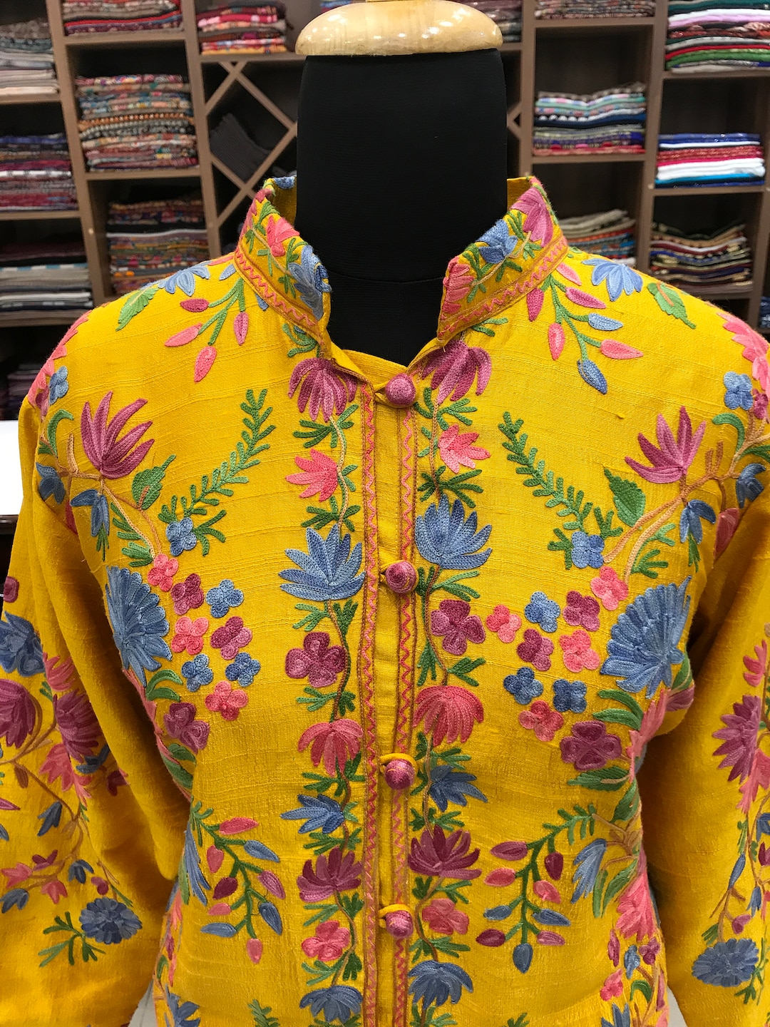 Kashmiri Embroidery Coat, Long Jacket, Embroidered Jacket for Woman ...
