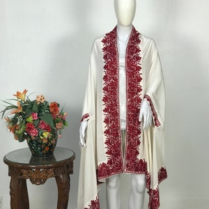 White Crepe Summer Cape With Red Thread Embroidery Work, Summer Ponchos ...