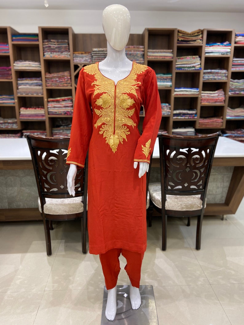 Hand Tilla Embroidered Kashmiri Suit Designer Salwar Suits - Etsy