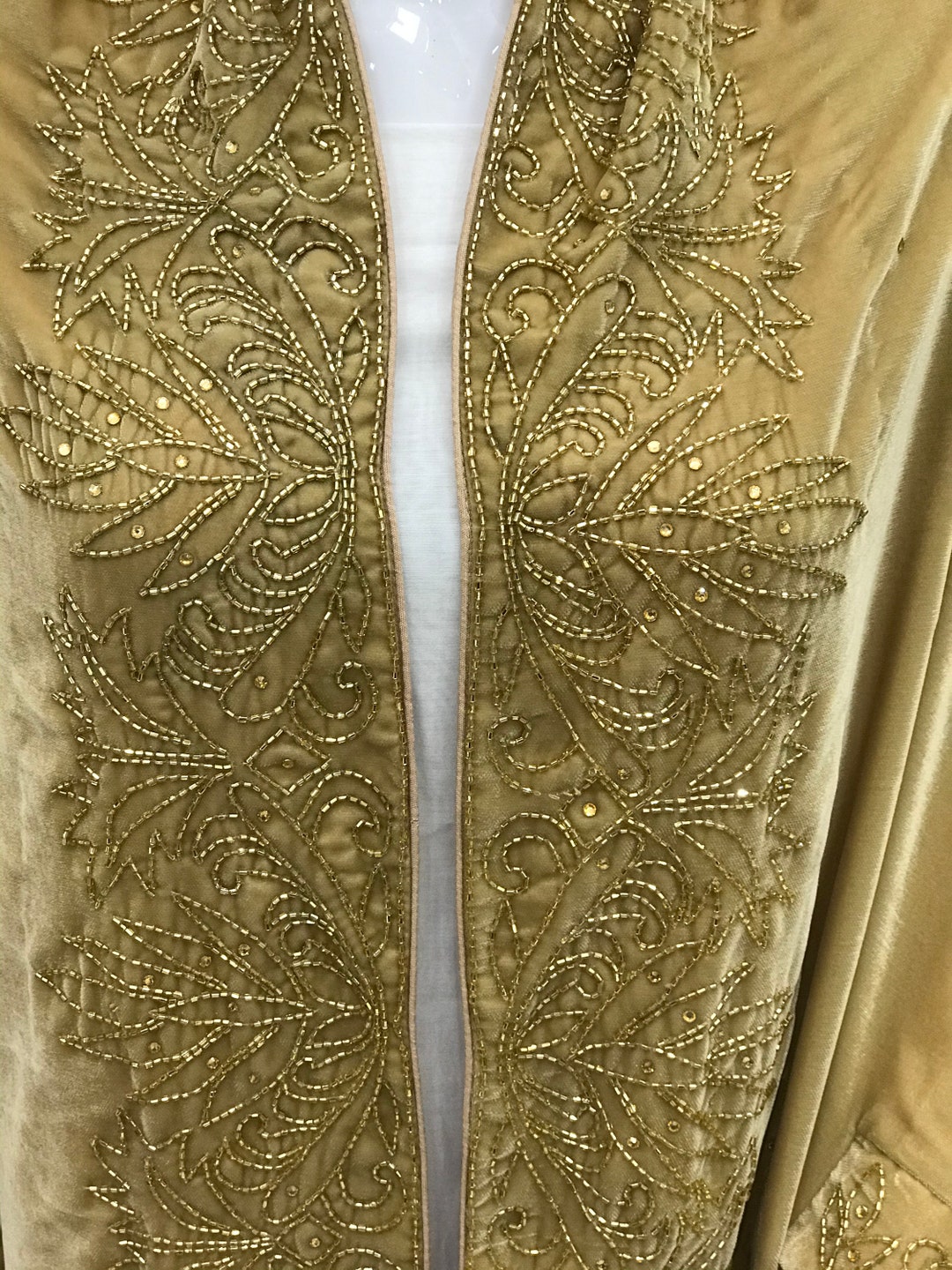 Gold Velvet Cape With Hand Cut Daana Work, Velvet Poncho, Gold Indian ...