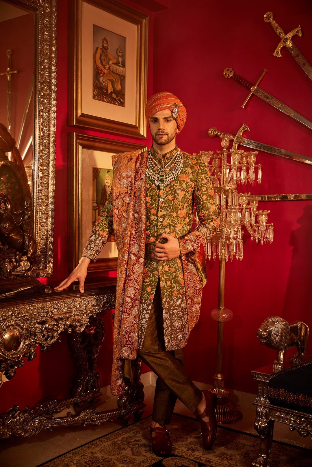 Maharaja’s Bagh, Men’s Embroidered Sherwani, Indian Wedding Clothes ...