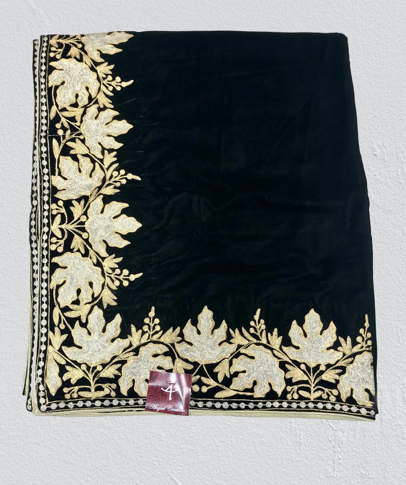 Maple Design Velvet Shawl, Royal Orni, Hippie Shawls, Tilla Embroidered ...