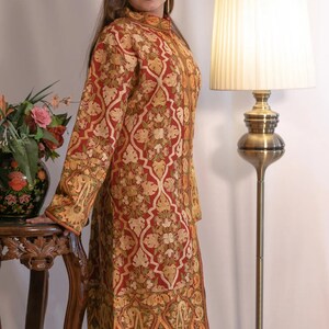 Red Kashmiri Coat, Aari Embroidered Coat, Kashmiri Long Coat, Women ...