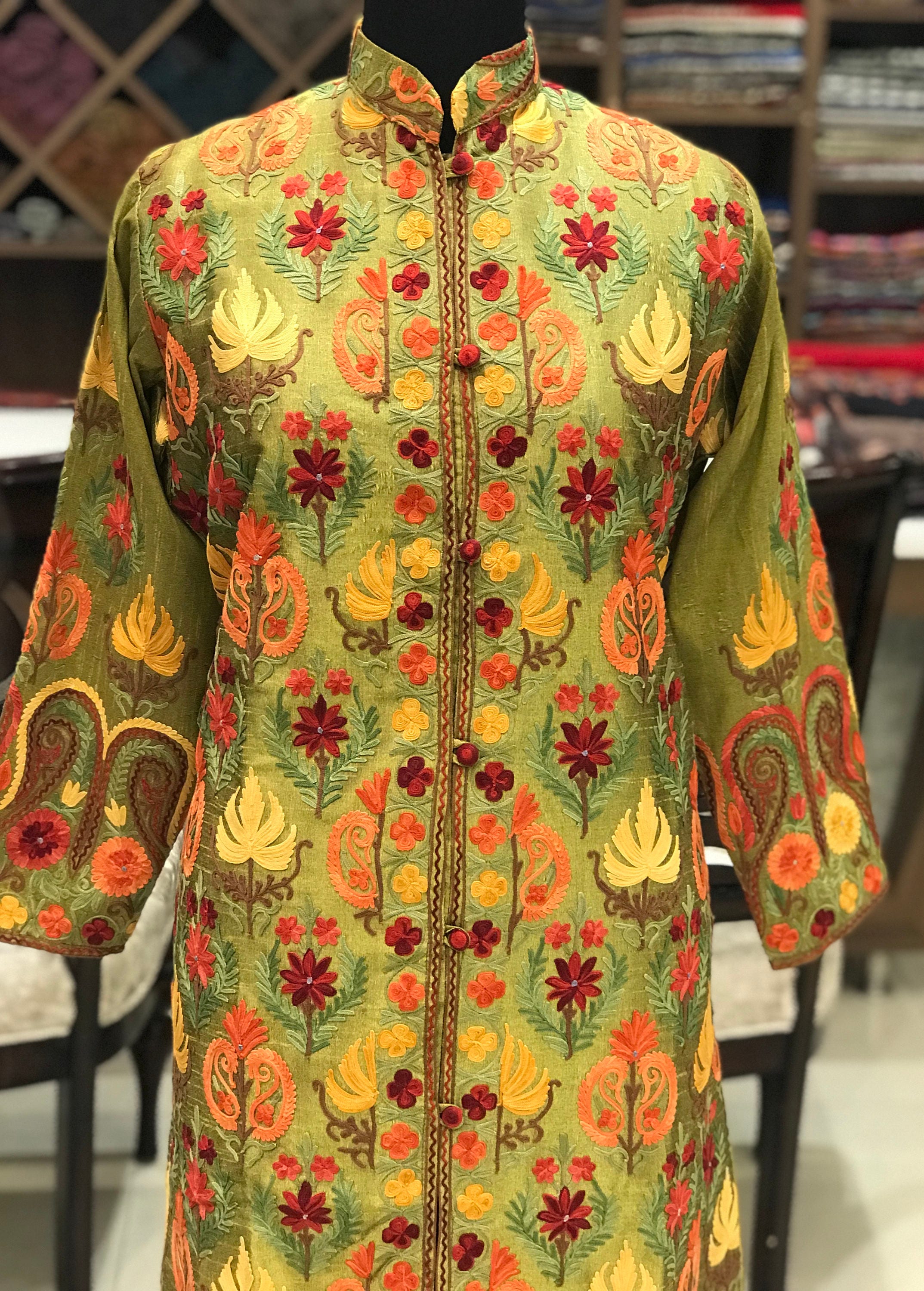 Indian Embroidery Jacket, Kashmiri Vintage Coat, Traditional Boho ...