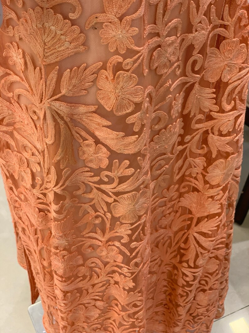 Sequence Collar Dress With Self Floral Embroidery Net Jacket | Etsy