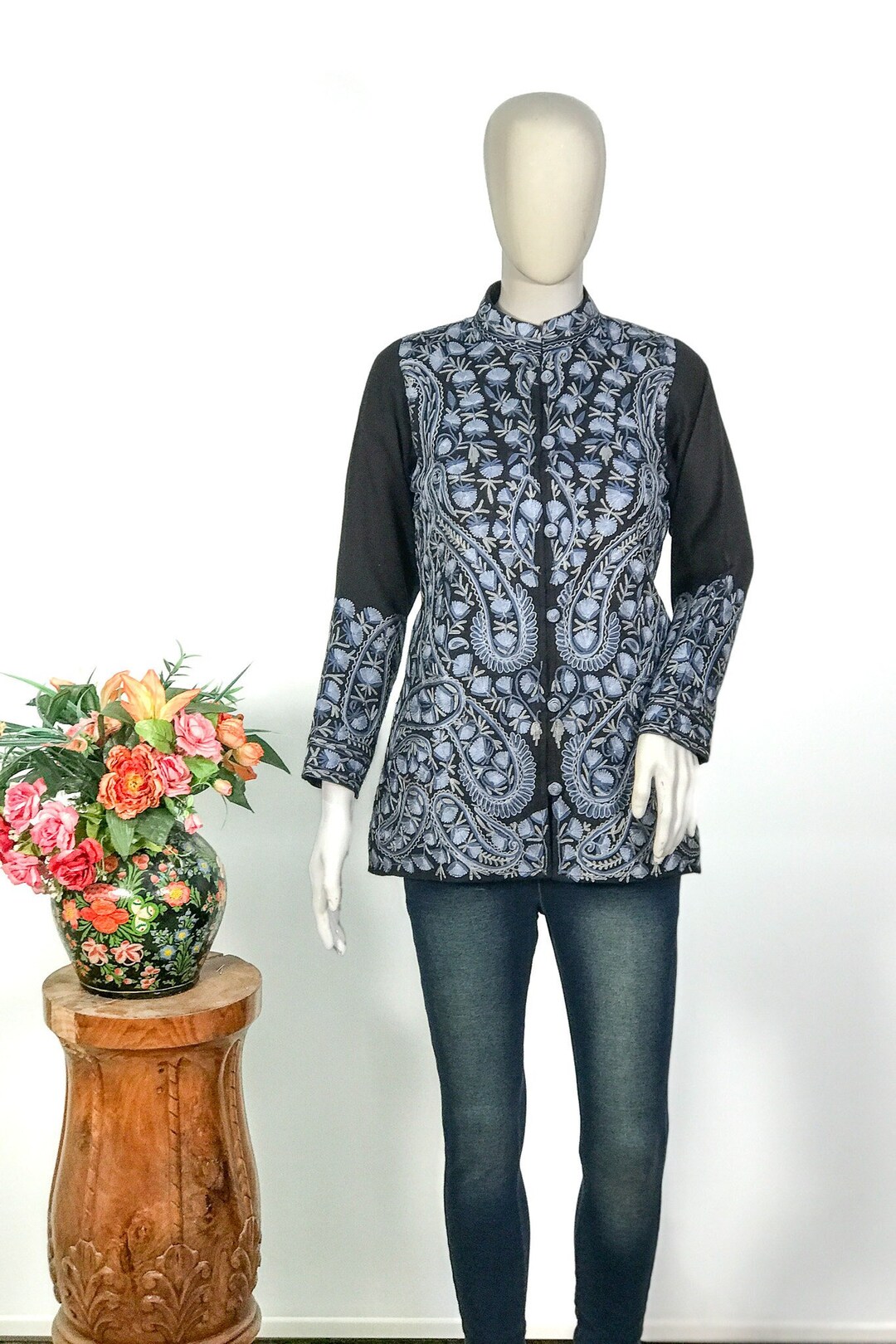 Kashmiri Jamawar Jacket With Intricate Embroidery, Spring Jacket ...