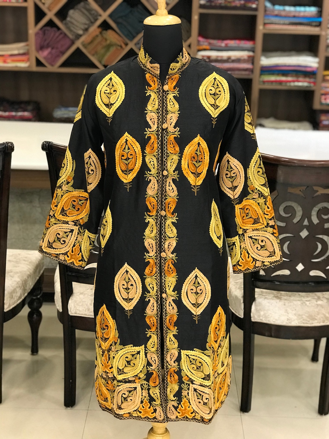 Kashmiri Jacket, Long Coat, Embroidered Coat for Woman, Kashmiri Coat ...