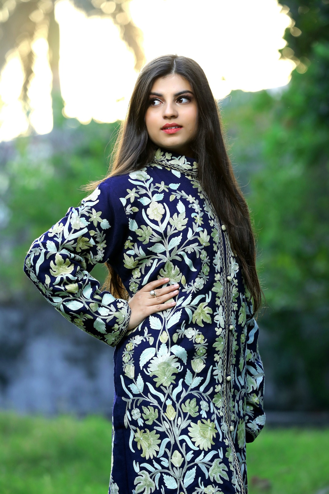 Kashmiri Jacket, Embroidered Coat, Indian Jacket, Bohemian Kashmiri ...